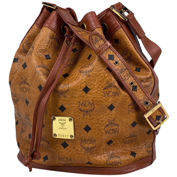 MCM | Bags | Mcm Logo Gram Crossbody Drawstring Shoulder Bag Visetos ...
